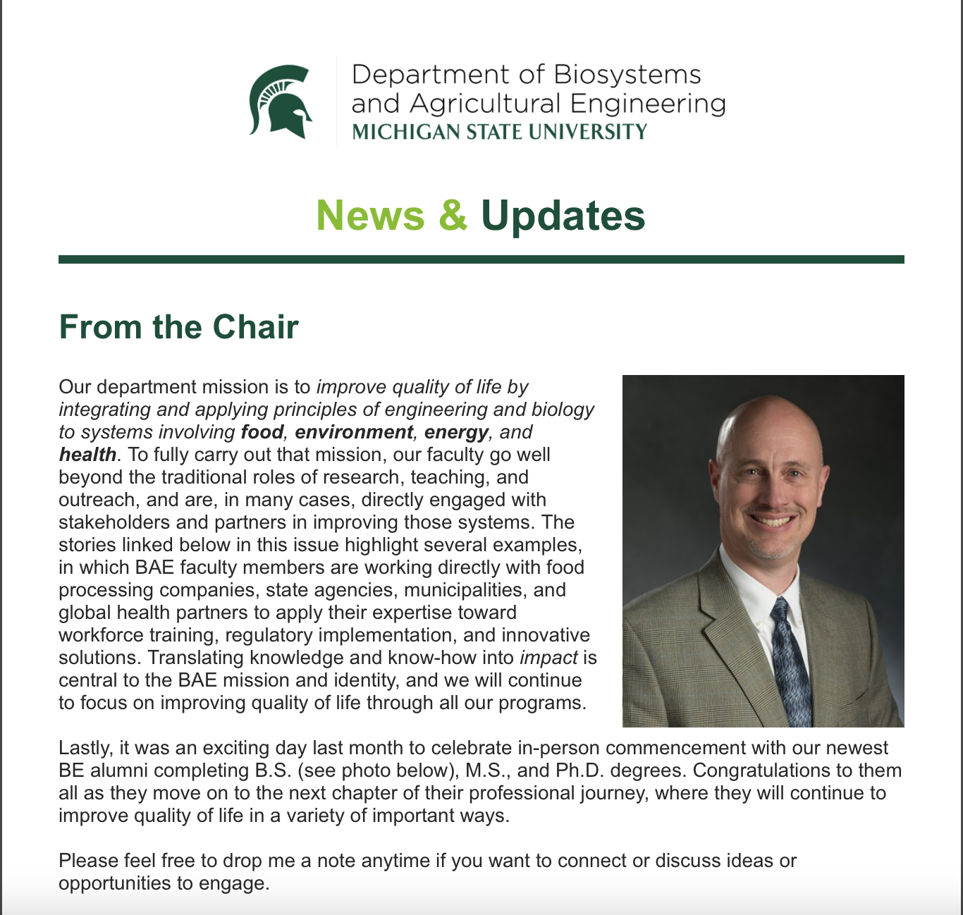 Summer 2022 Newsletter - June - Department of Biosystems & Agricultural Engineering